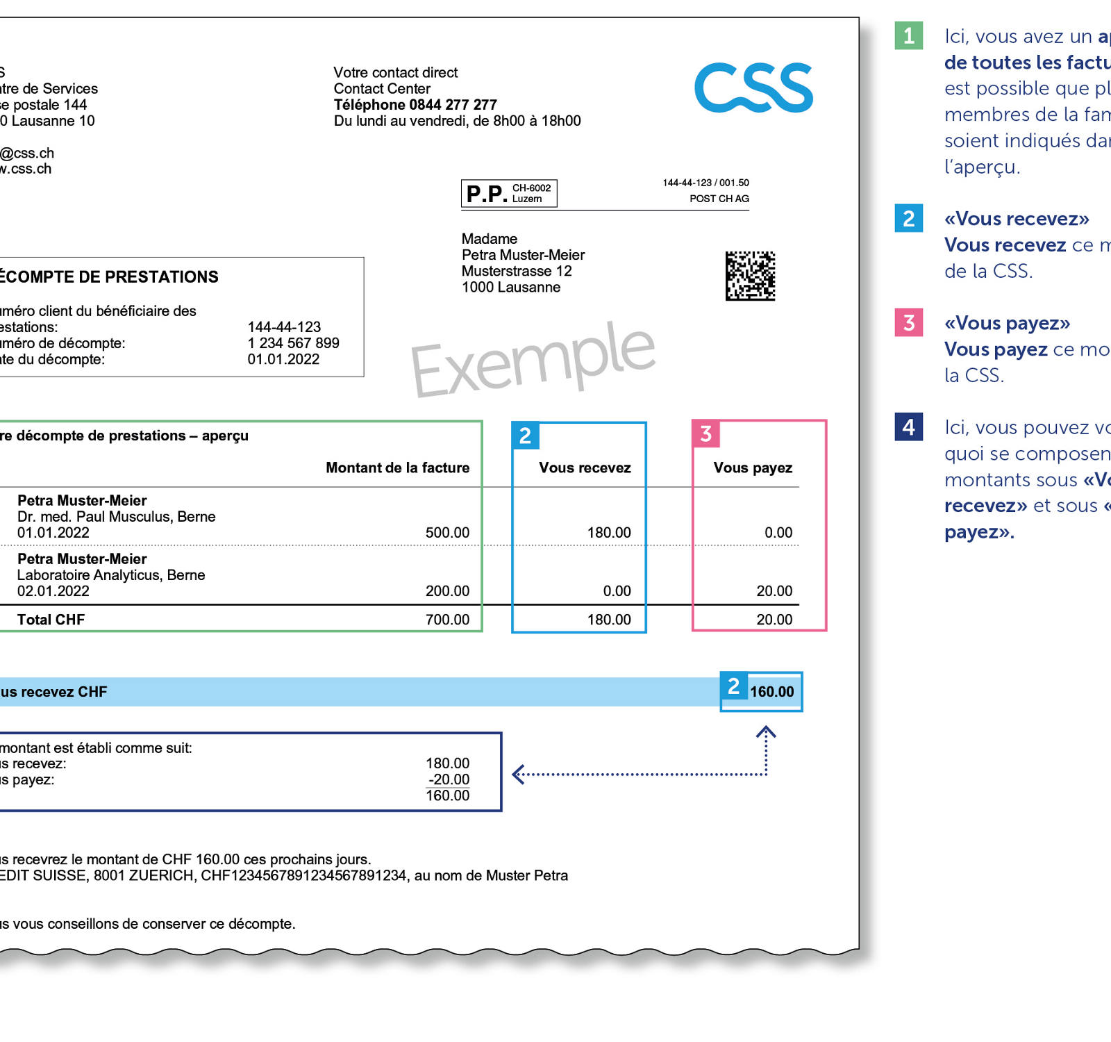 Comprendre les factures et paiements à la CSS
